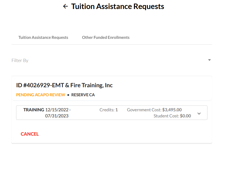 Military 1. Confirm CA Application Submitted